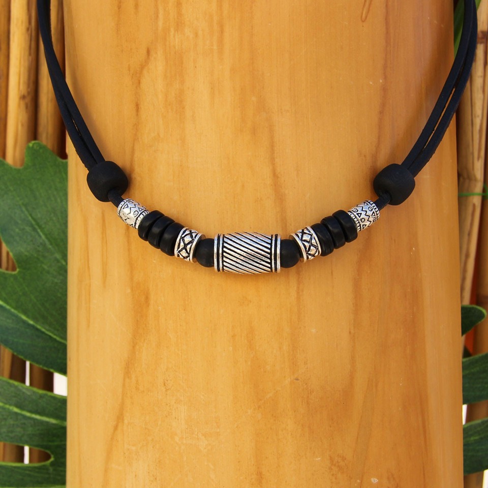 Surfer Necklace Leather Mens Women Surf Jewelery Chain | eBay