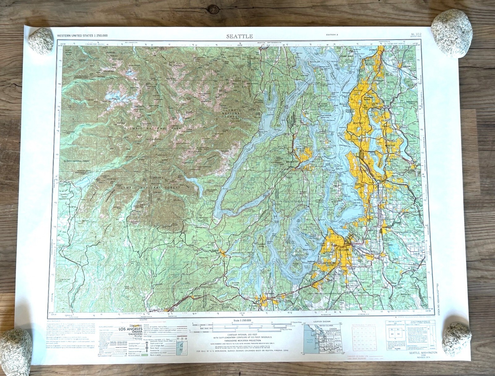 USGS 1958 Map of SEATTLE NL 10-2 Grid Series V502 29” by 22” Excellent ...
