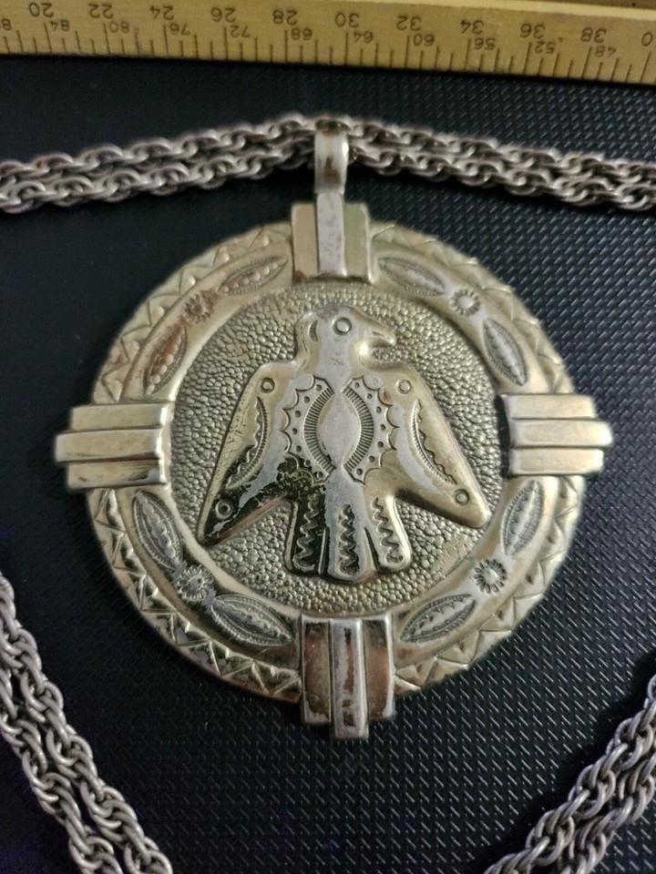 Vintage Bell Trading Post Nickel Silver Thunderbird Pendant Necklace | eBay