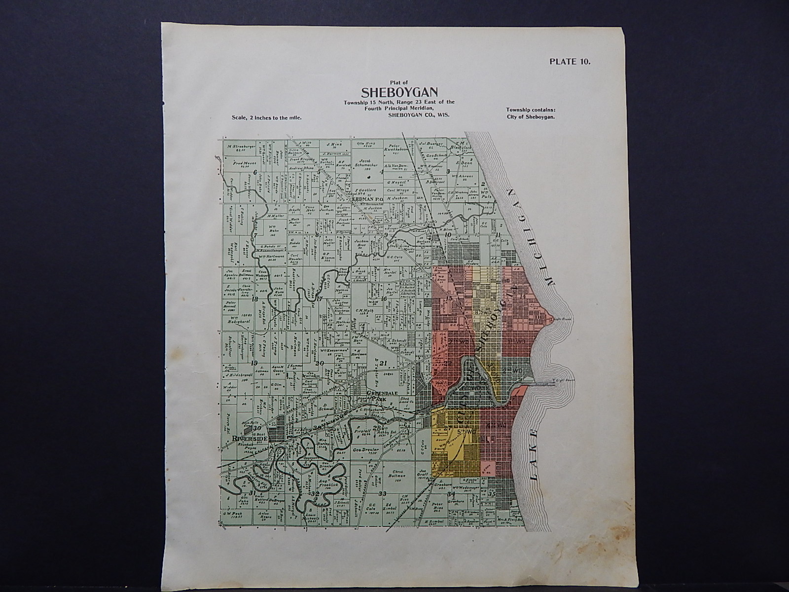 Wisconsin, Sheboygan County, 1902 Plat Map, Sheboygan Township K20#30 ...