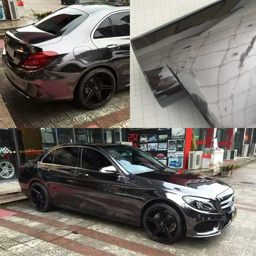 3D Stretchable Metallic Black Chrome Vinyl Wrap | Universal Fitment ...