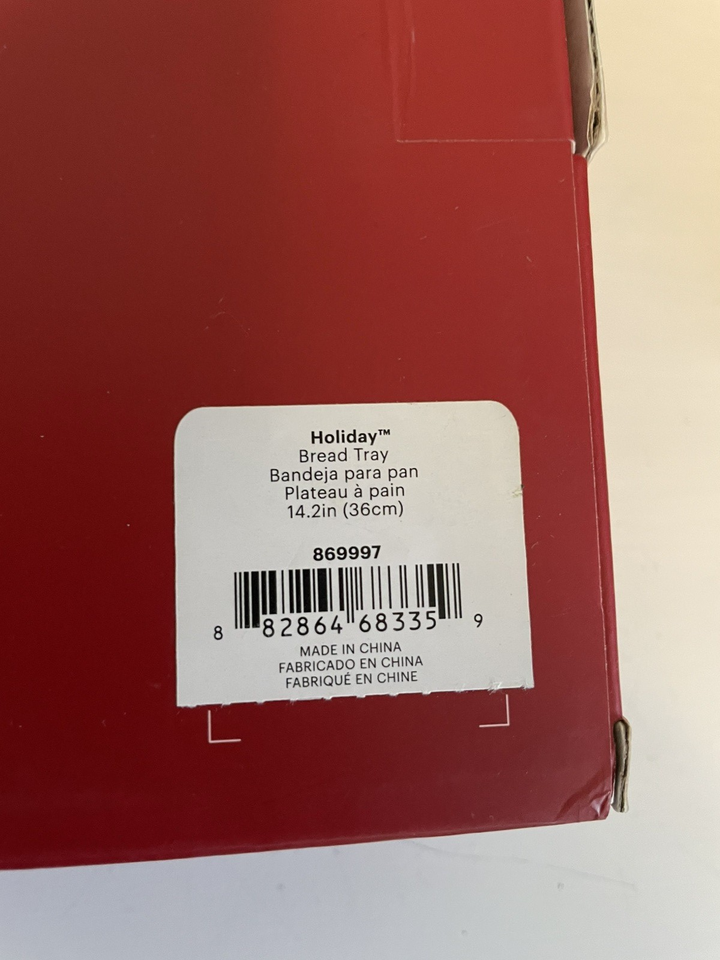 Lenox Fine China Christmas Holly Holiday Rectangular Bread Tray Serving ...