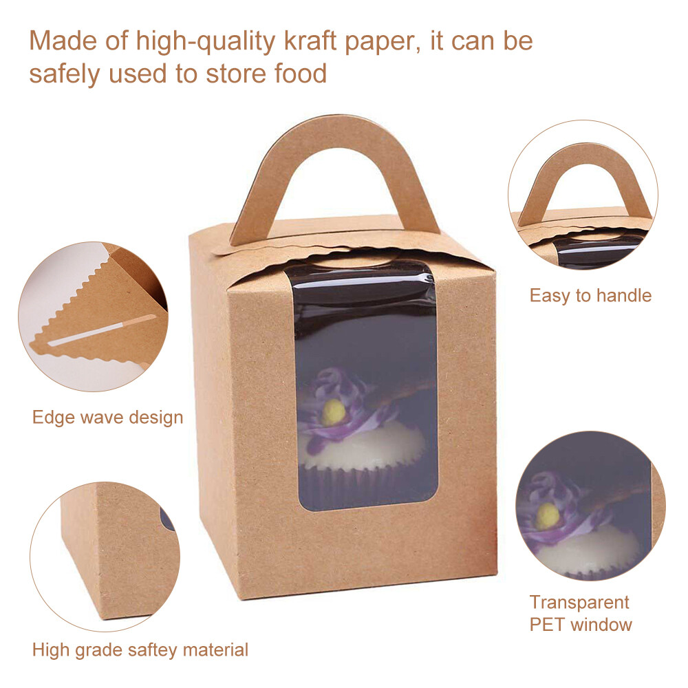50 Pcs Cupcake Boxes Brown Single Boxes - Party Favour Box Wedding ...