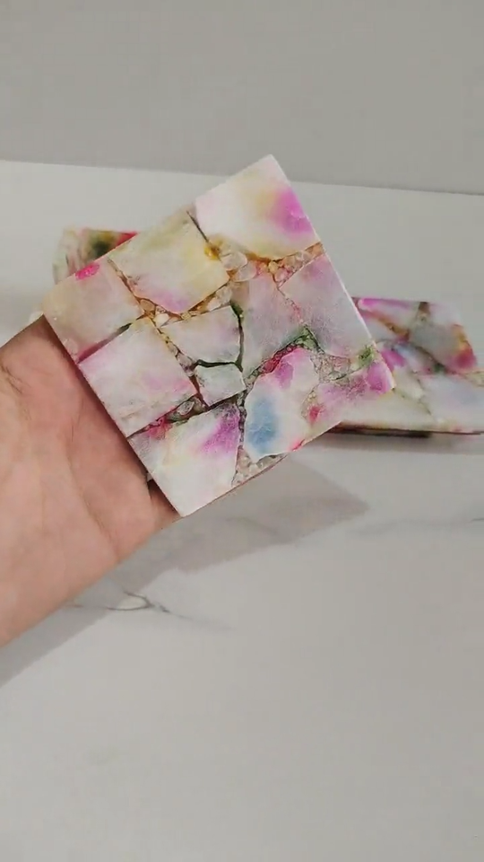 Beautiful Marble Colorful Coaster Set / Marble Alabaster Coaster ...