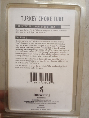 Browning Invector Extended Turkey Choke Tube 12GA Plus Extra Full ...