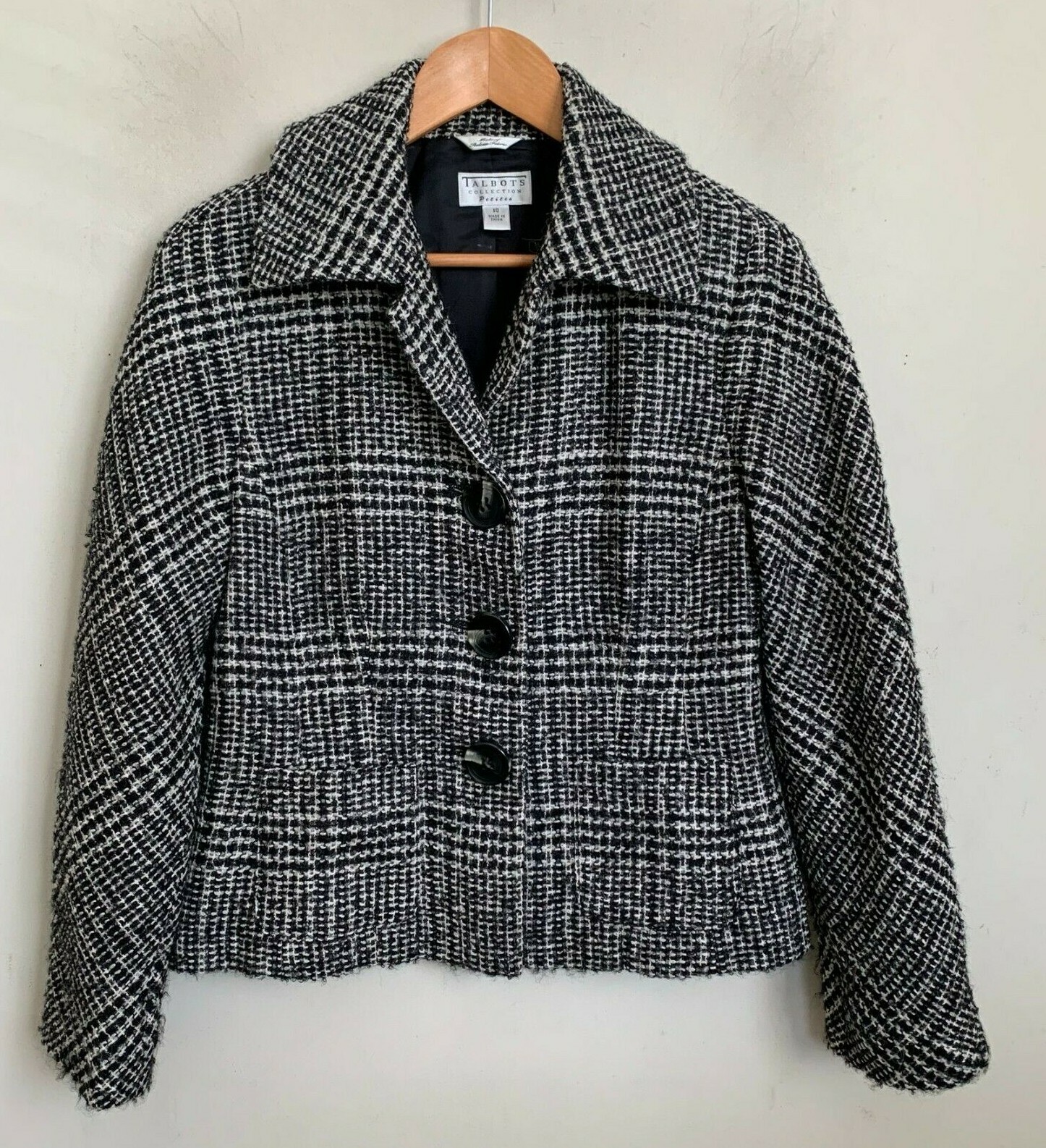 Talbots Collection Jacket Black White Collared Button… - Gem