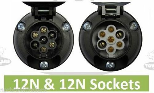 12N 12S 7 Pin Socket Pre-Wired 7N 7S 2 Metre With Mounting Plate ...