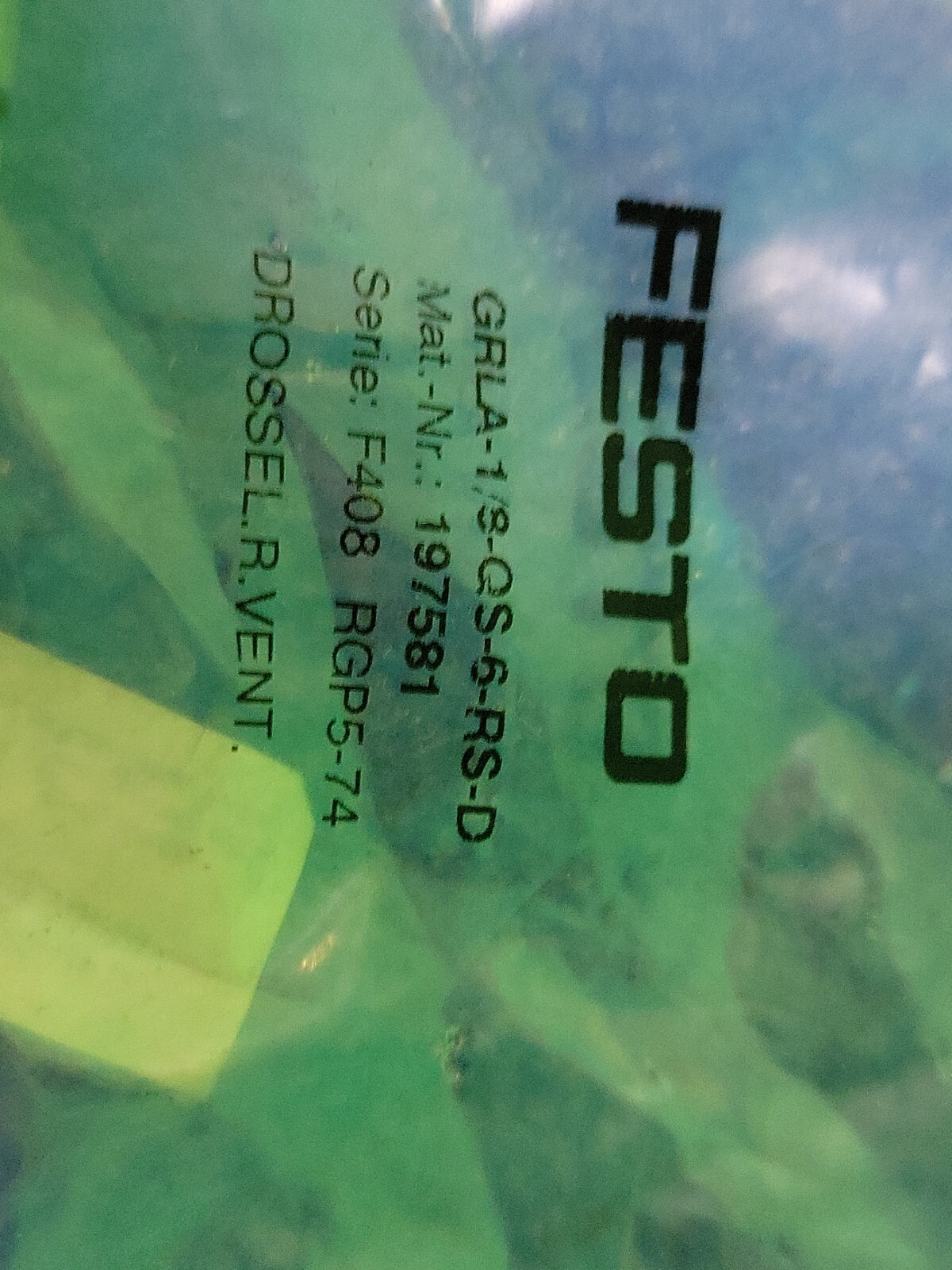 197581 Festo GRLA-1/8-QS-6-RS-D One-Way Flow Control Valve In Bag for ...
