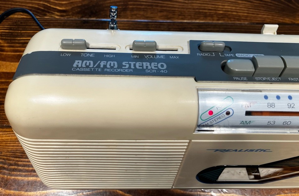 Vtg Realistic Boombox SCR-40 AM/FM Cassette Recorder 1970-80's Tested ...