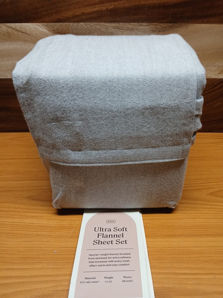 Threshold Ultra Soft Flannel Sheet Set Gray King Size | eBay