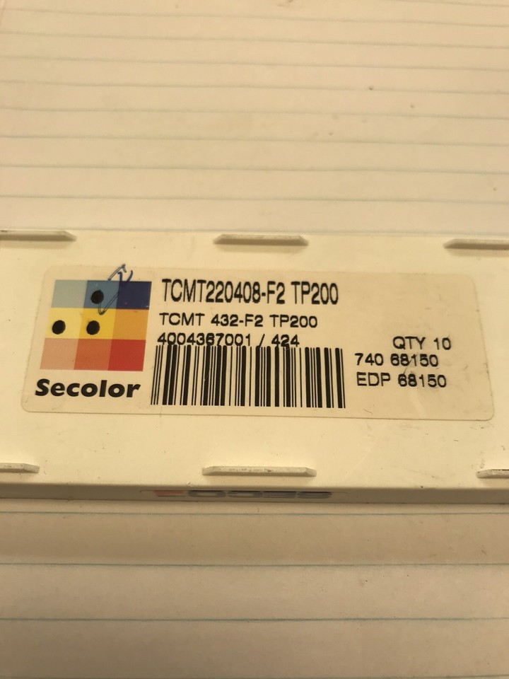 10 Pcs. TCMT432-F2 TP200 SECO INSERTS (loc stk) | eBay