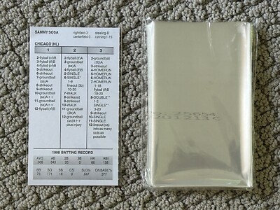 Strat-O-Matic Baseball Individual Player Card Sleeves (100 Sleeves/item ...
