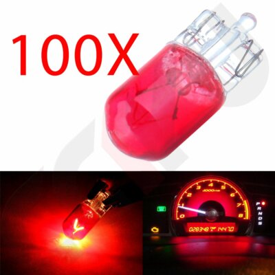 100Pcs Red Instrument Panel Odometer Dash Lights Halogen Bulbs T10 W5W ...