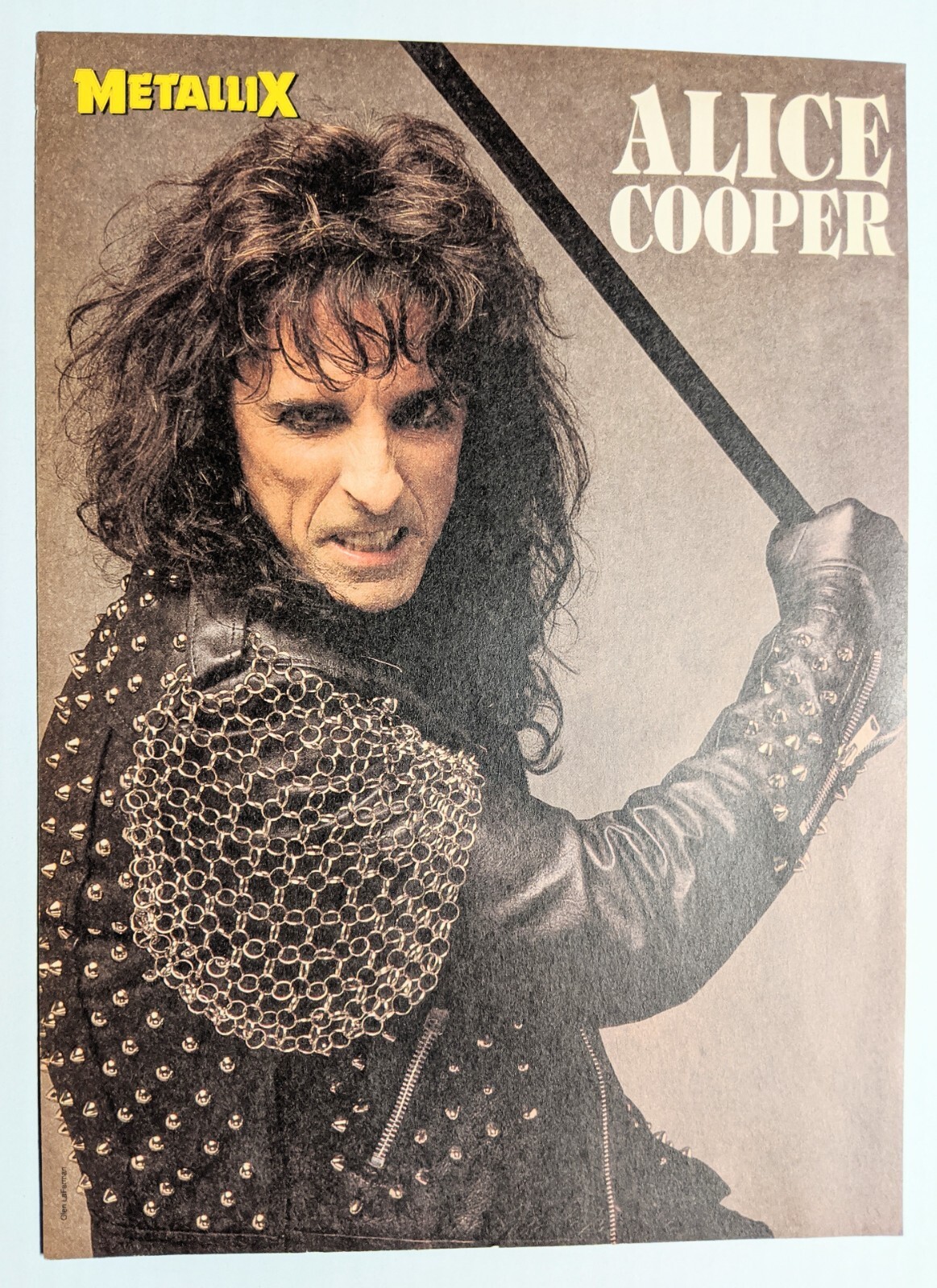ALICE COOPER / 1980'S SWINGING CANE MAGAZINE FULL PAGE PINUP POSTER ...