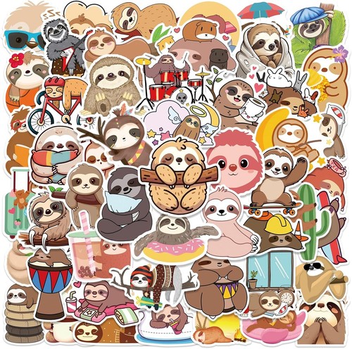 50pcs Cute Sloth Stickers, Funny Cartoon Animal Sticker Set Teenagers ...