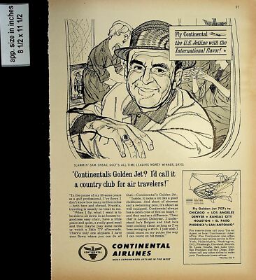 1961 Continental AIrlines Golden Jet Vintage Print Ad 7835 | eBay