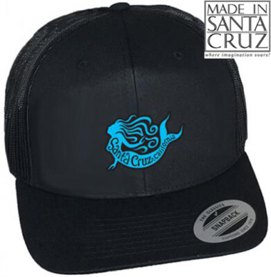 Santa Cruz CA Mermaid blue - Adj Trucker Mesh Hat by Tim Ward [black ...