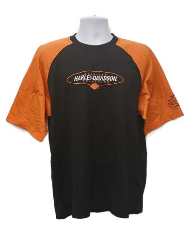 Harley Davidson men's american tradition raglan black and orange shirt ...