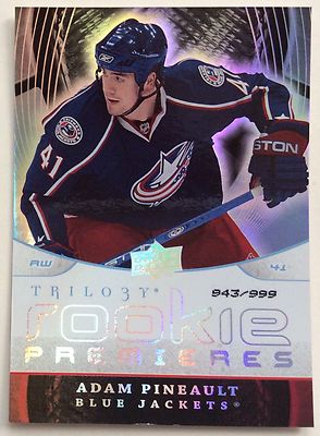2008-09 ADAM PINEAULT UD TRILOGY ROOKIE #144 BLUE JACKETS #943/999 | eBay