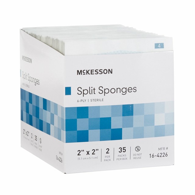 McKesson Sterile 2x2 6-ply Split Drain Sponges 16-4226 for sale online ...