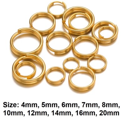 Gold Keyring Split Rings Key Chain Craft Jewellery Links Various Sizes ...