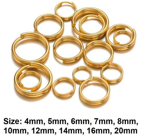 Gold Keyring Split Rings Key Chain Craft Jewellery Links Various Sizes ...