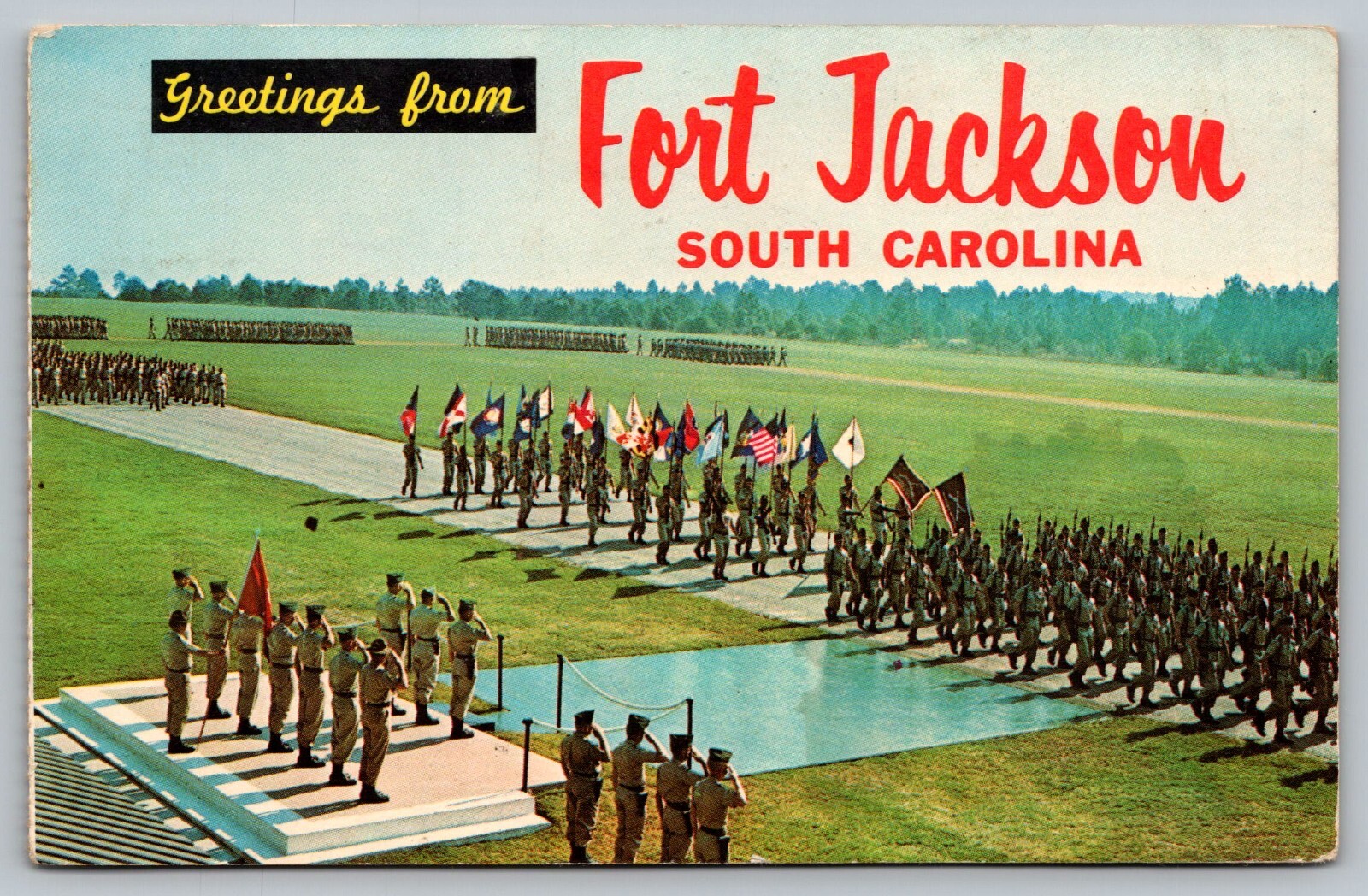 Postcard Military Fort Jackson Graduation Reviews Hilton Field CA VTG ...
