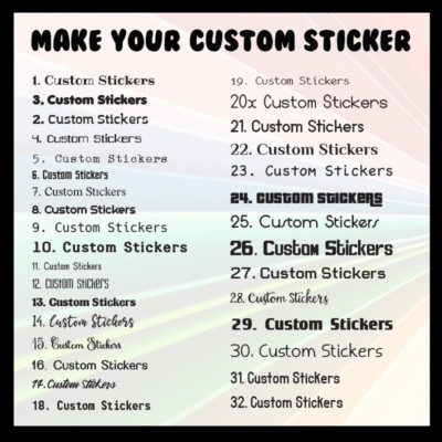 CUSTOM TEXT DECALS - 200MM Long Indoor Outdoor Vinyl Stickers Event CAR ...