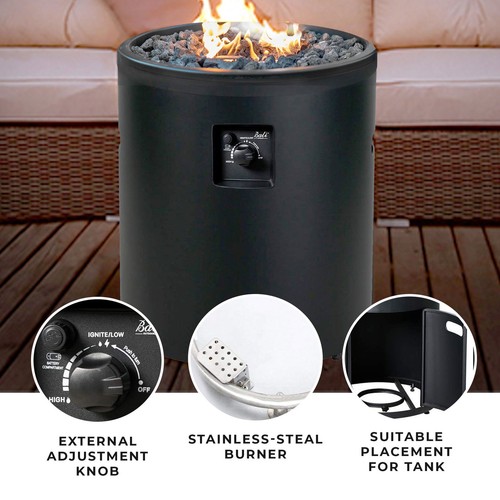 Four Seasons Courtyard 50,000 BTU 23"Column Gas Fire Pit w/ Cover, Blk ...