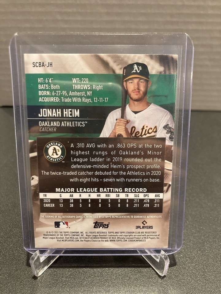 2021 Topps Stadium Club Jonah Heim On-Card Auto RC | eBay