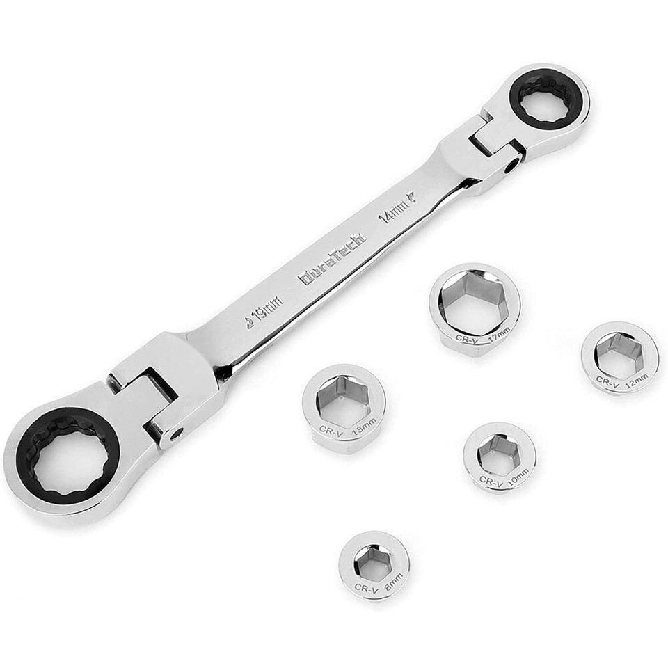 DURATECH Flex-Head Double Box End Ratcheting Wrench Set 7-In-1 Metric ...
