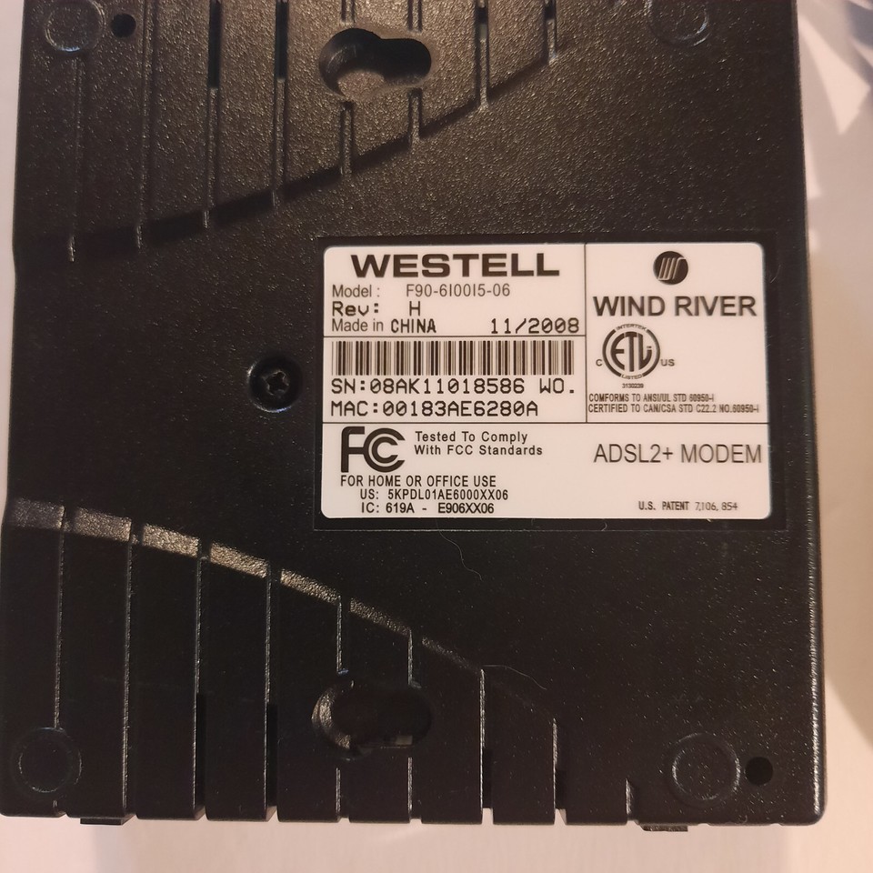 VERIZON_WESTEL 6100F DSL Modem Bridge ADSL2 F90-610015-06 | eBay