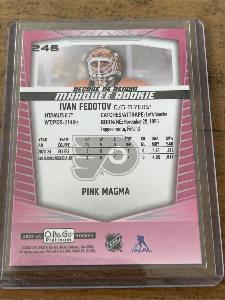 Ivan Fedotov Marquee Rookie Pink Magma 2024-25 O Pee Chee Platinum #246 ...