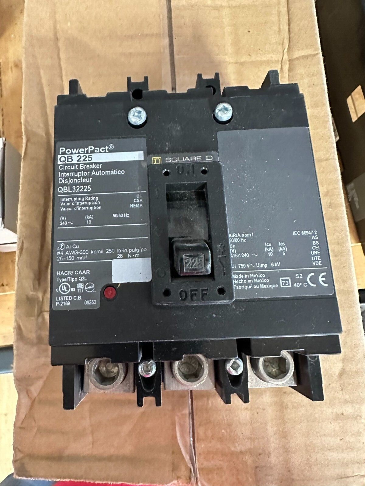Square D Schneider Electric QBL32225 Molded Case Circuit Breaker 240V ...