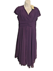 Liang Liang Ladies XL Faux Wrap Dress Purple Flowing Hem Cap Sleeves ...