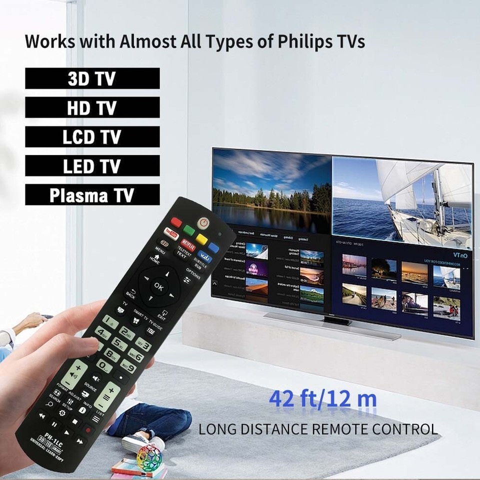 New Replacement Remote For Philips Smart TV with big luminous Buttons ...