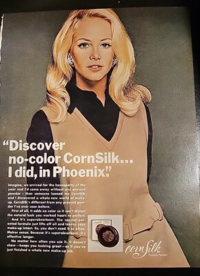 1969 Corn Silk Make-up Face Powder Compact Cosmetics Pretty Blonde Ad ...