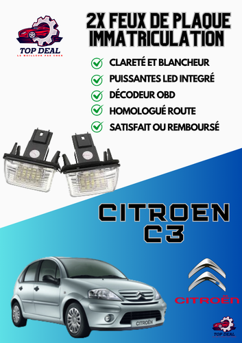 2x Feux de plaque d'immatriculation LED Citroën c3 expédition sous 24h ...