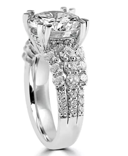 5Ct Round Lab Created Diamond Solitaire Engagement Ring 14K White Gold ...