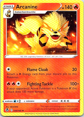 Arcanine 020/195 Pokemon Silver Tempest Regular Light Play | eBay