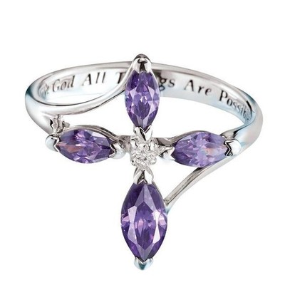 STERLING SILVER SOLID .925 Holy Trinity Cross CZ Ring Size 9 FREE SHIP ...