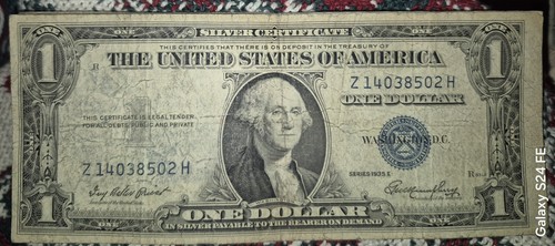 Miscut Godless 1935E US 1 Dollar Silver Certificate - Washington DC ...