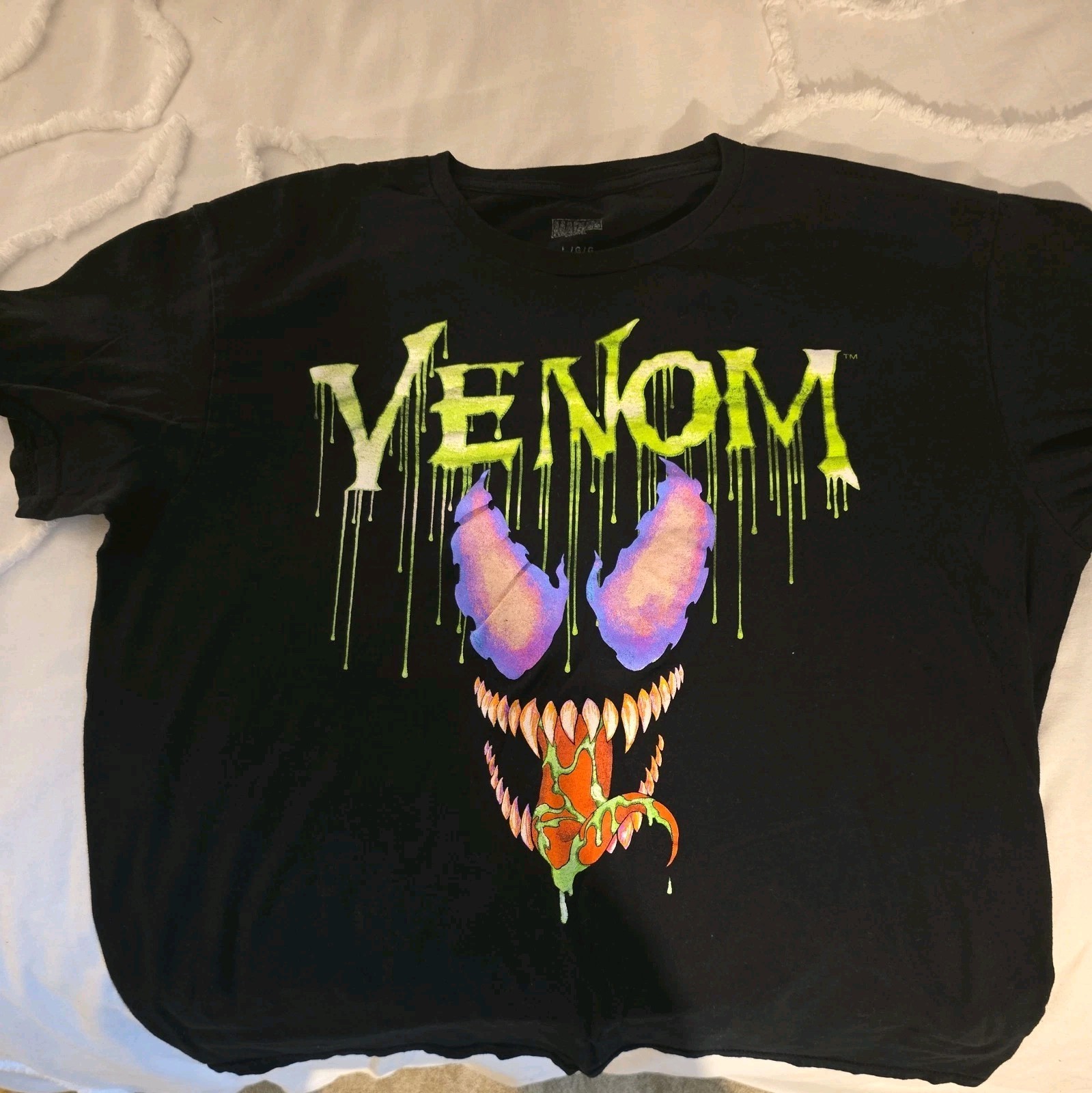 VENOM Face Teeth Toungue Green Drip Marvel Licensed Graphic T-Shirt ...