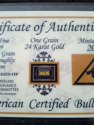 (25 PACK) ACB GOLD 24K SOLID BULLION 1GRAIN BARS 9999 FINE +CERTIFICATE ...
