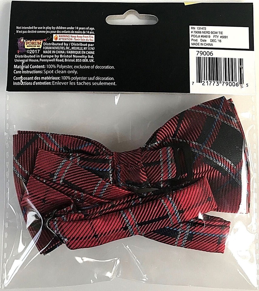 Nerd Bow Tie red plaid funny stage prop costume accessory novelty tuxedo part | eBay