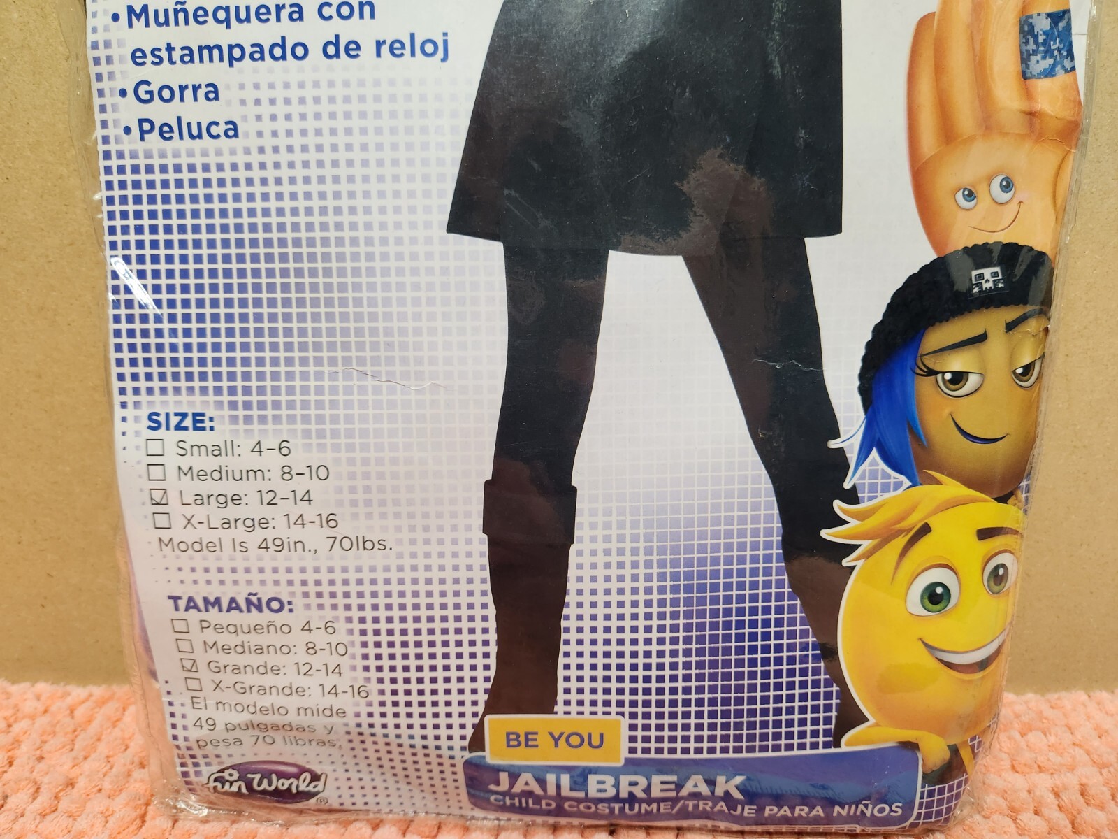 The Emoji Movie "Jailbreak" 4 Pc Halloween Costume Child Sz L 12-14 NEW ...