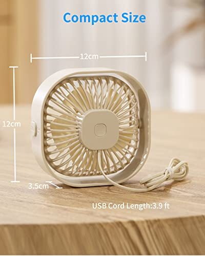 Small USB Desk Fan, 4 Inch Quiet Mini Table Fan,3 Speeds Portable ...