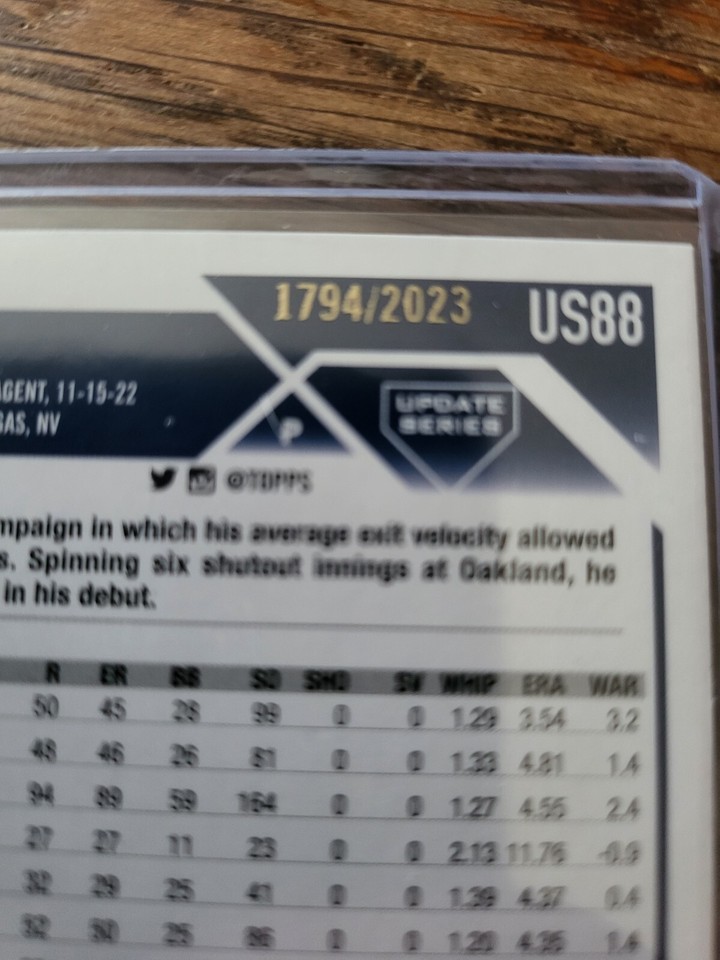 2023 Topps Update Tyler Anderson Gold Parallel #US88 /2023 Los Angeles ...