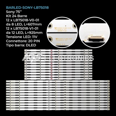 KIT 24 BARRE STRIP LED TV SONY LB75018-V0-01 LB75018-V1-01 MBL ...