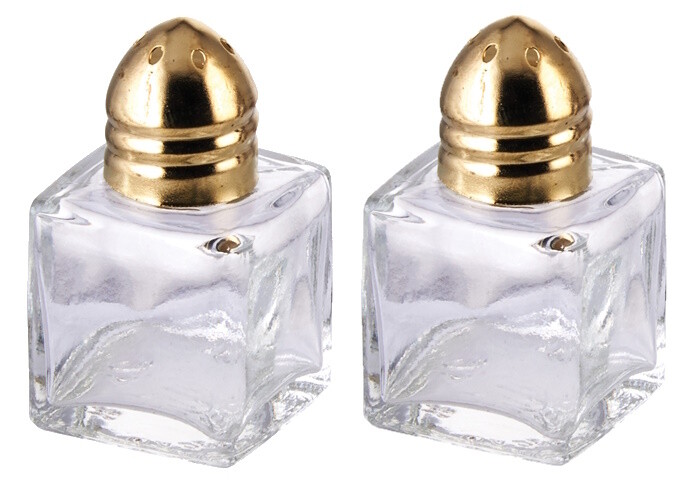Mini Salt and Pepper Shakers, 0.5 Oz Glass Cube Body | eBay